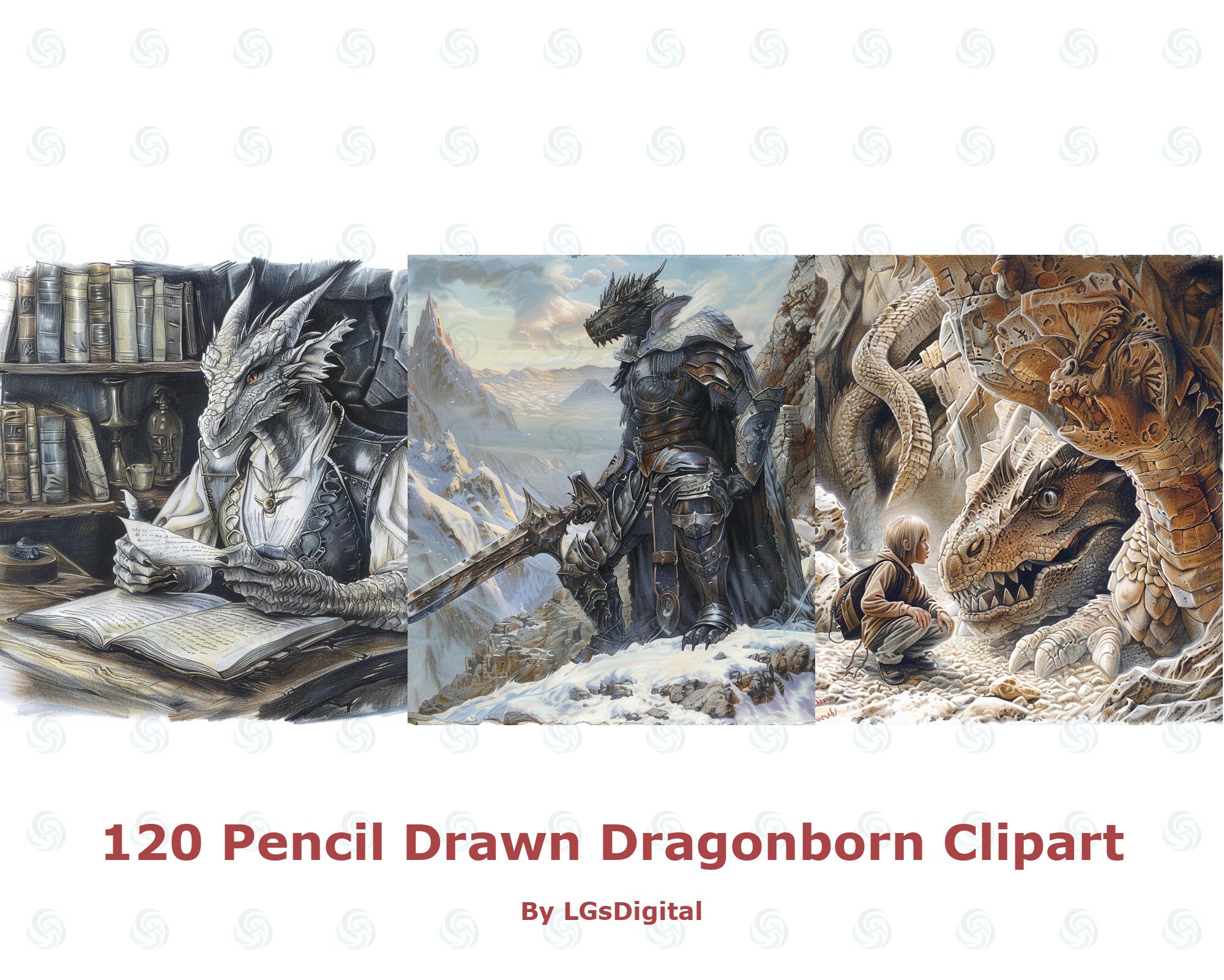 120 Pencil Drawn Dragonborn Clipart | Realistic Clipart | Transparent ...