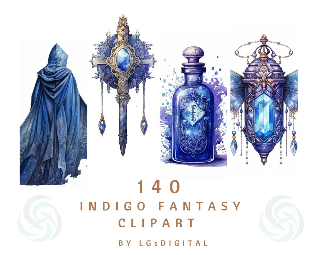 140 Indigo Fantasy Clipart | Indigo Fairy Clipart | Watercolor Clipart ...