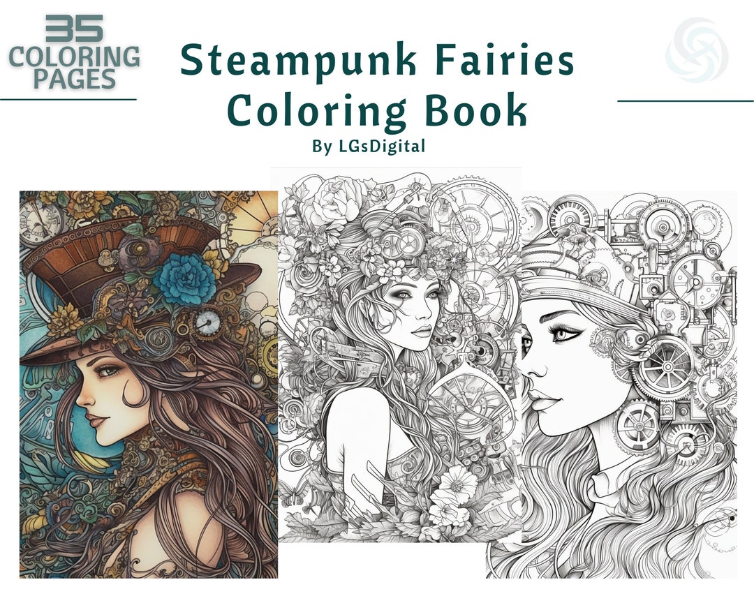 Steampunk Fairies | 35 Coloring Pages | Coloring Book | Printable PDF ...