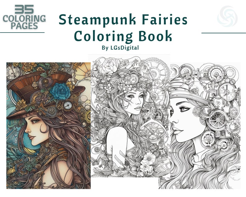 Steampunk Fairies | 35 Coloring Pages | Coloring Book | Printable PDF ...