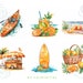 256 Orange Summer Clipart | Orange Beach Clipart | Watercolor Clipart ...