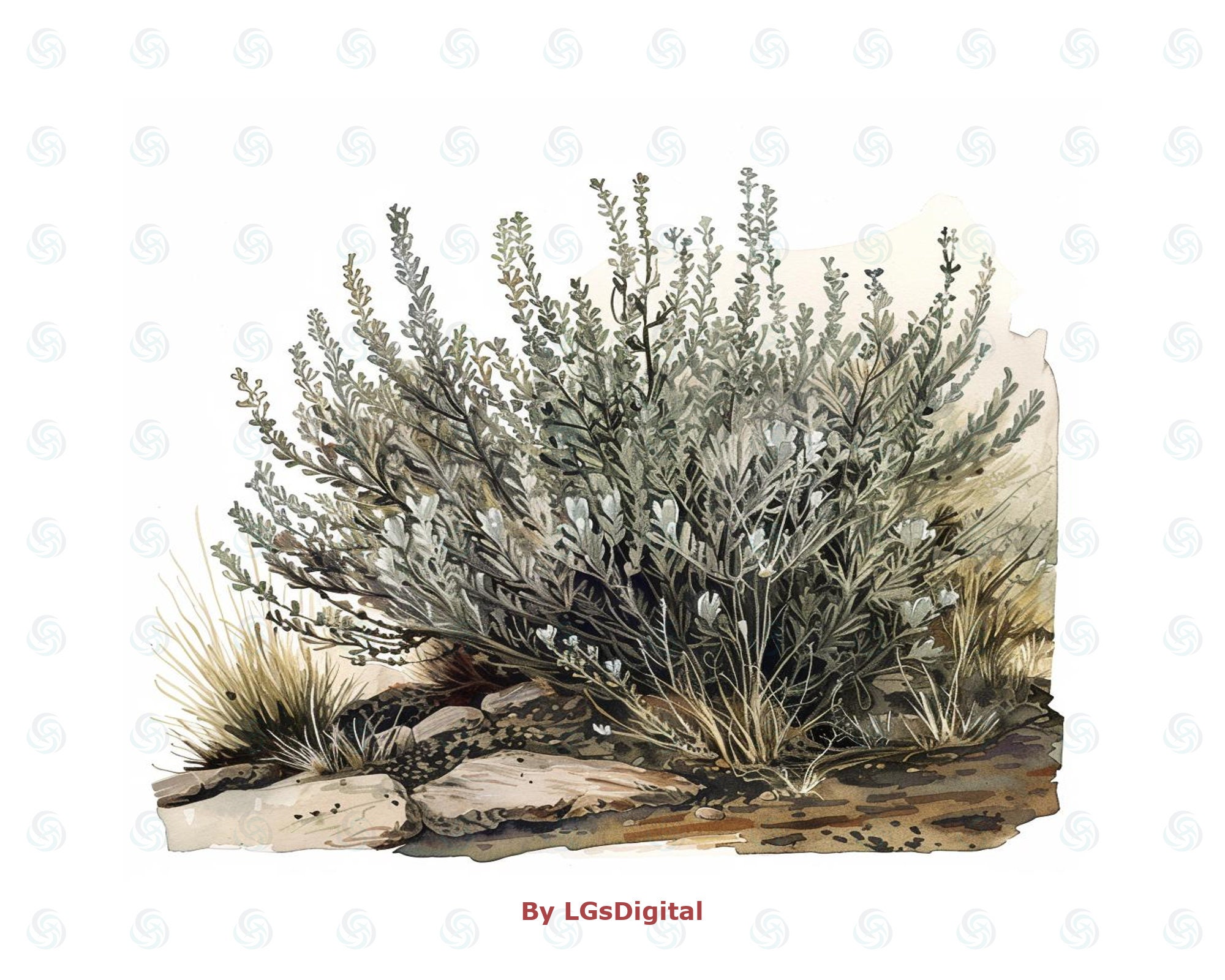 80 Watercolor Sagebrush Clipart | Realistic Clipart | Transparent ...