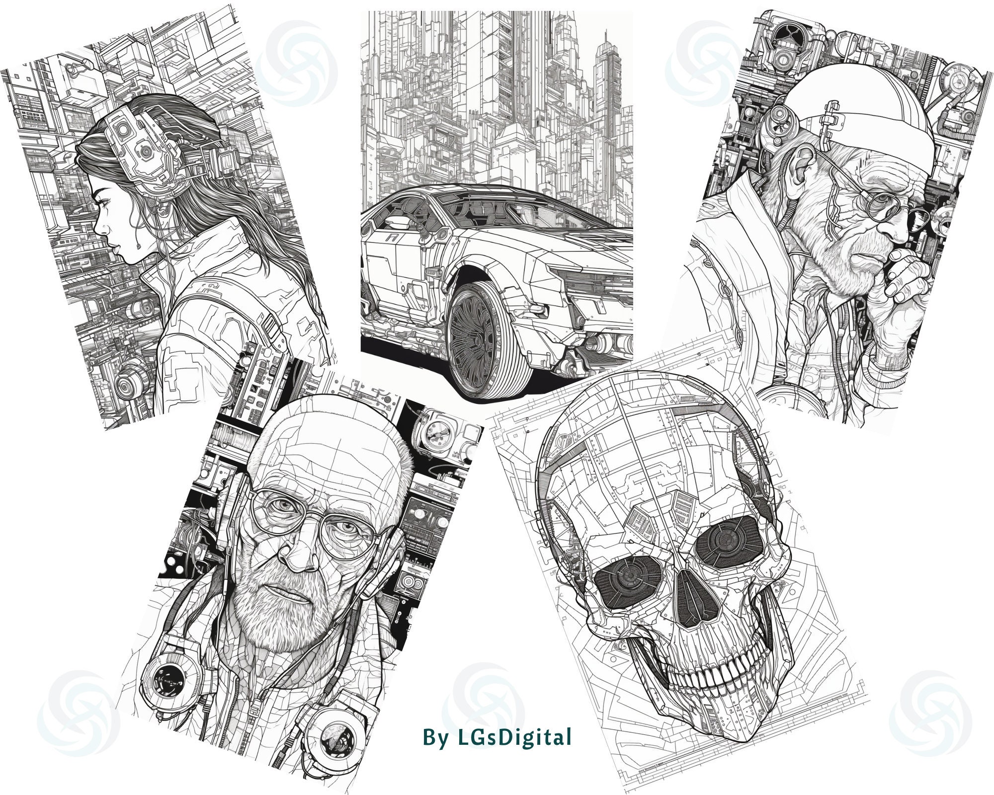 Cyberpunk | 40 Coloring Pages | Adult Coloring Pages | Printable PDF ...