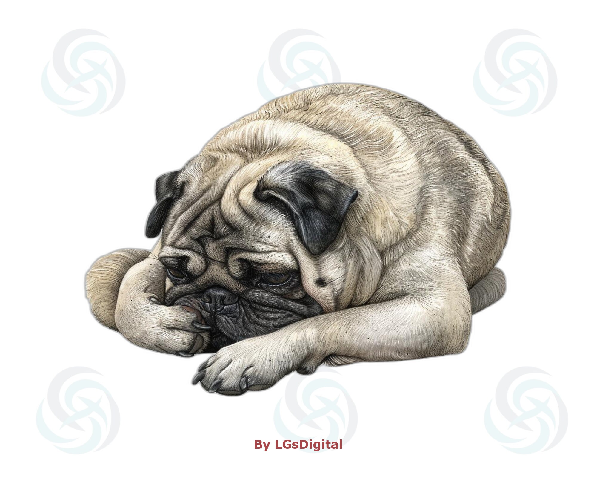 200 Pug Clipart Realistic Clipart Transparent Background Digital ...