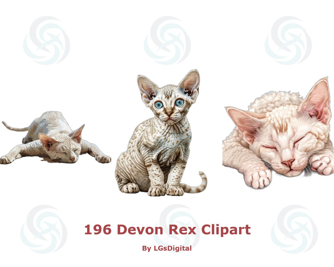 196 Devon Rex Clipart | Realistic Clipart | Transparent Background ...