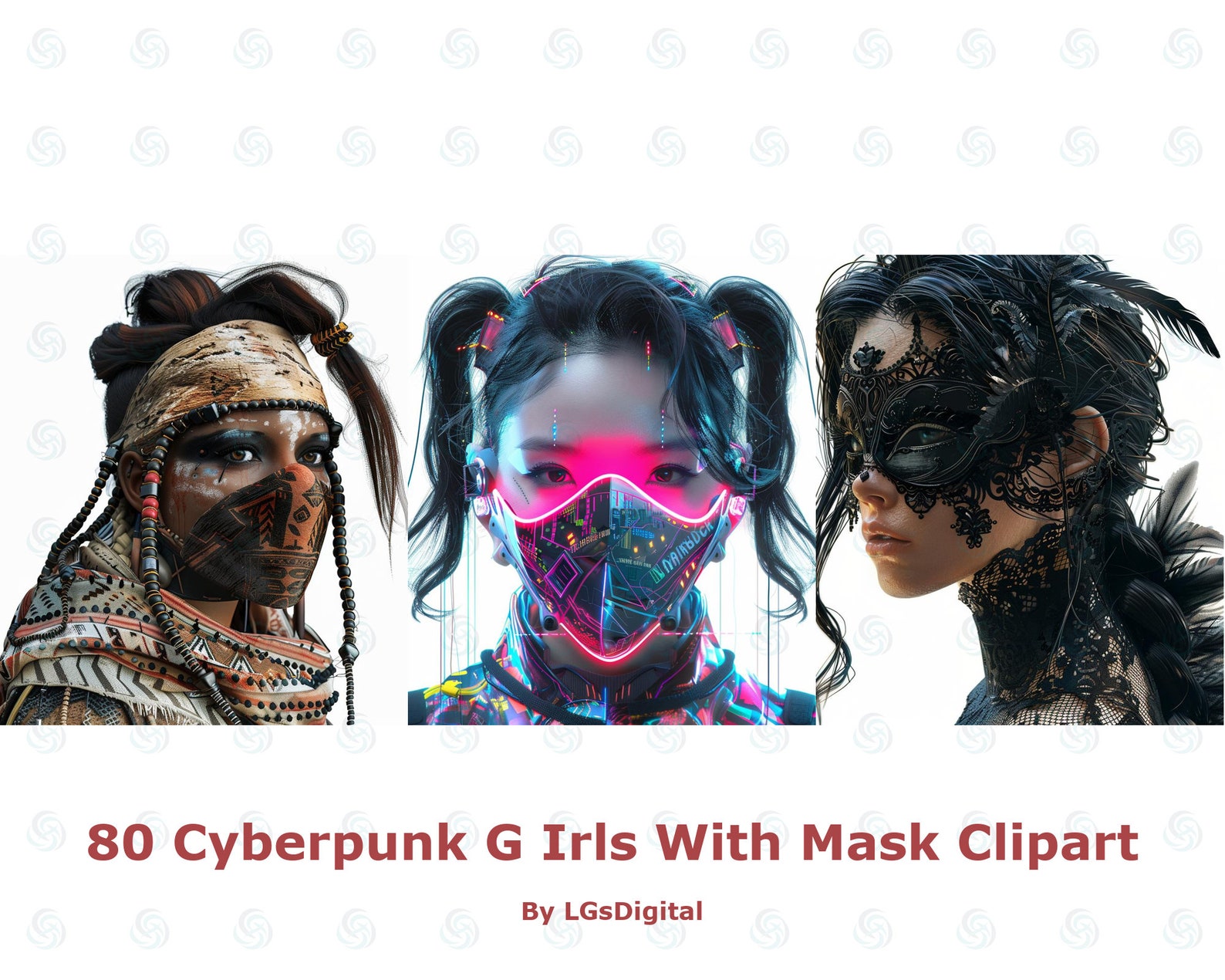 80 Cyberpunk G Irls With Mask Clipart | Realistic Clipart | Transparent ...