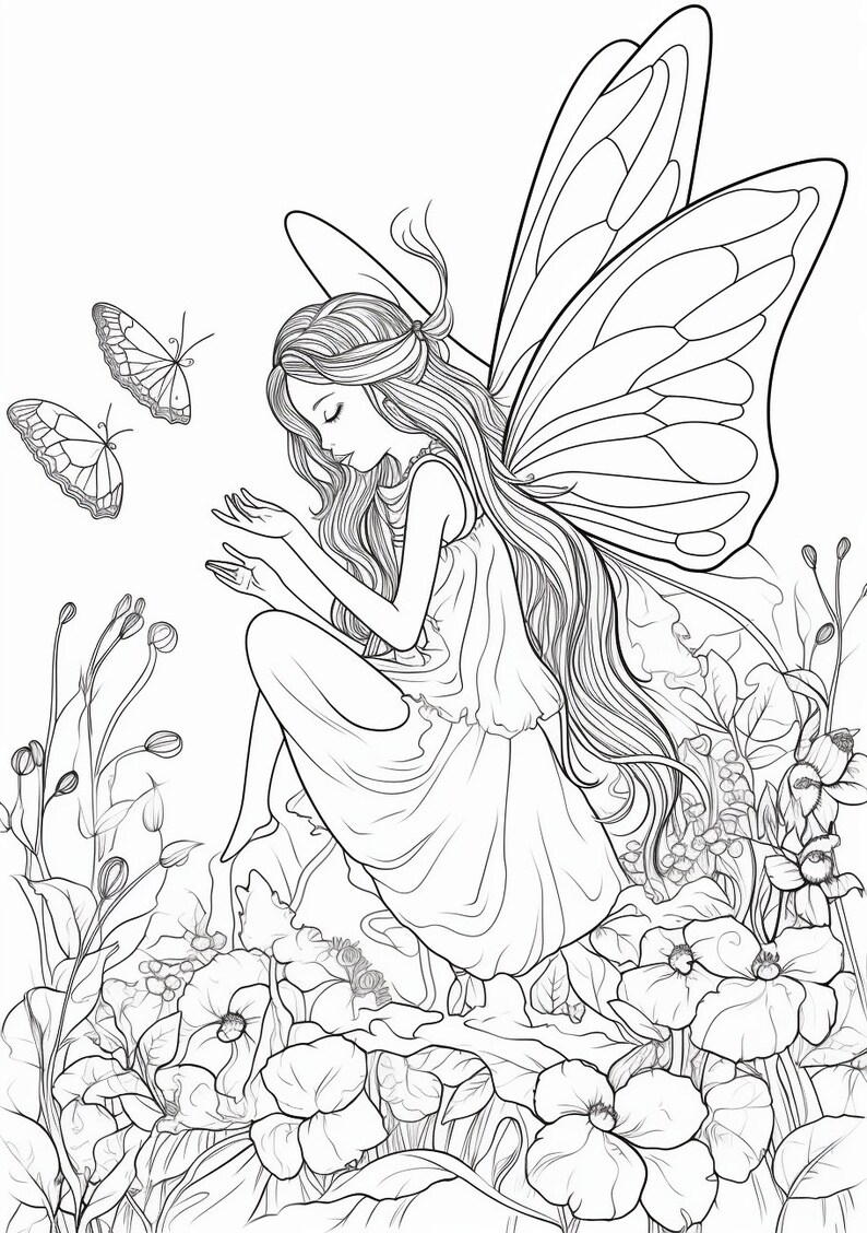 Printable Fairies Coloring Pages 20 Coloring Pages Fairy - Etsy