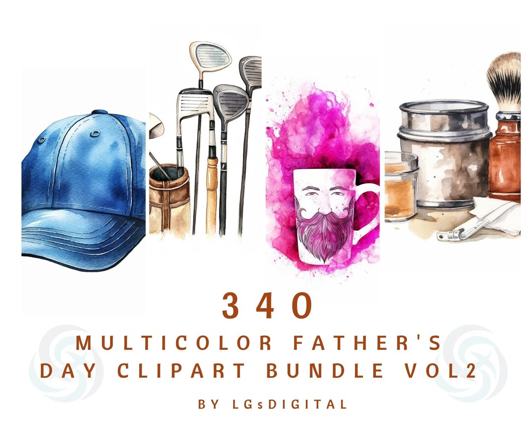 340 Multiple Color Father's Day Clipart | Clipart Bundle | Watercolor ...