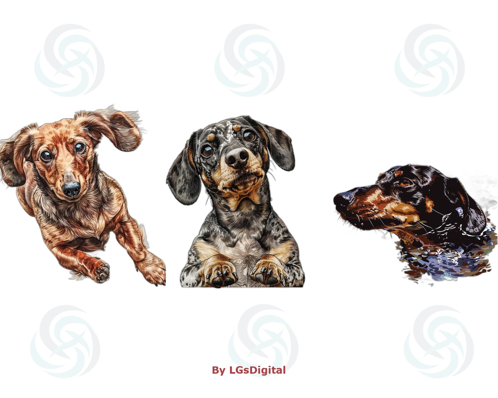 200 Dachshund Clipart Realistic Clipart Transparent Background Digital ...