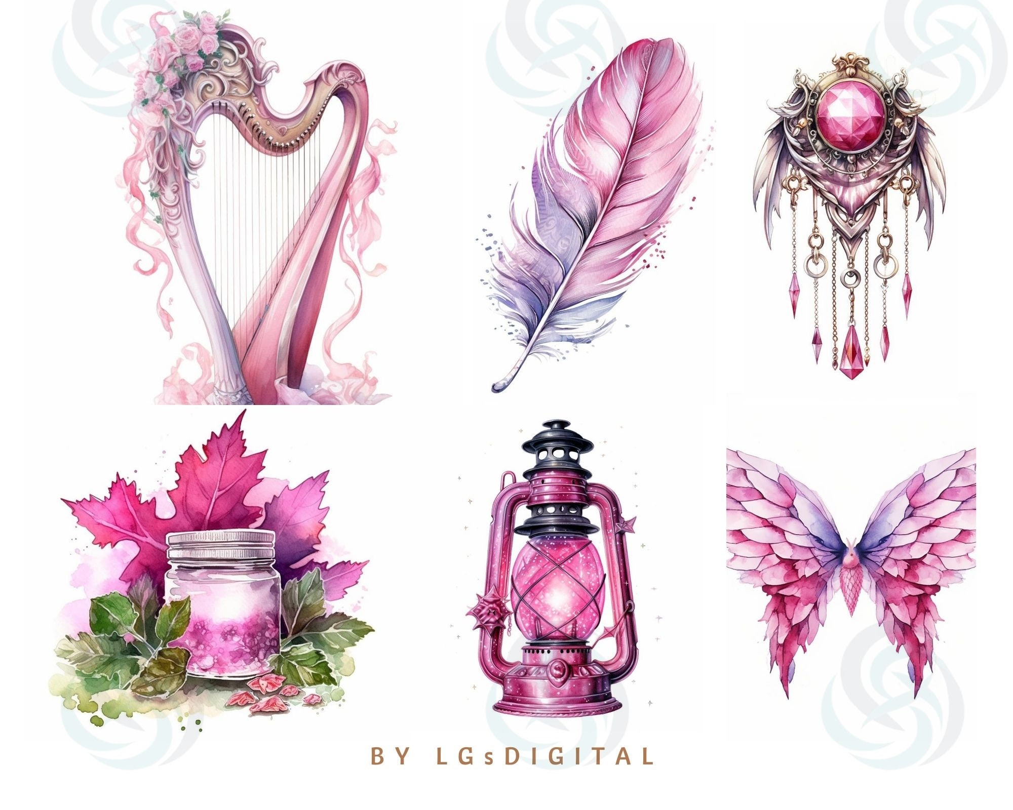 1184 Clipart Bundle | Multiple Color Fantasy Clipart | Watercolor ...