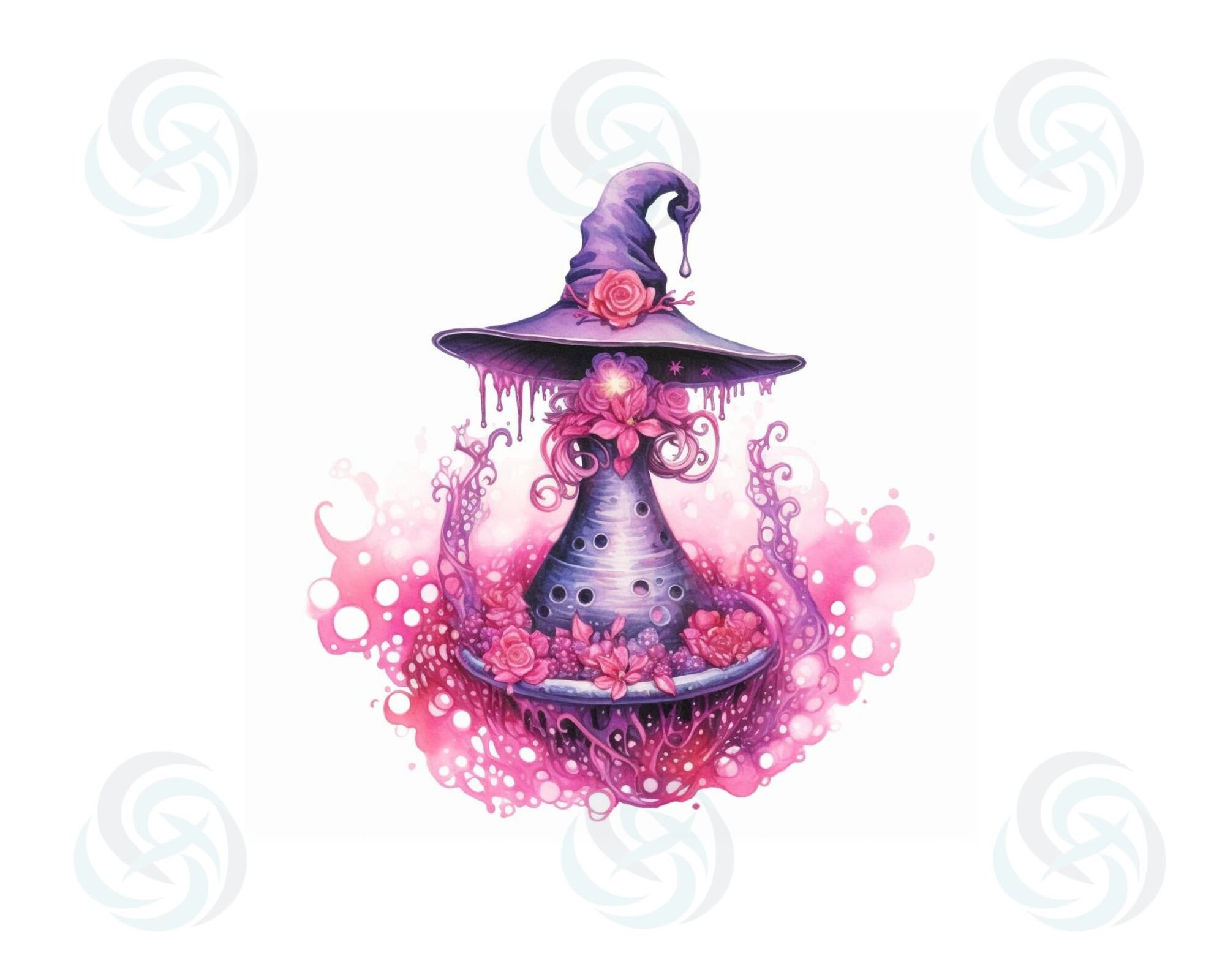 116 Pink Witch Clipart | Pink Fantasy Clipart | Watercolor Clipart ...