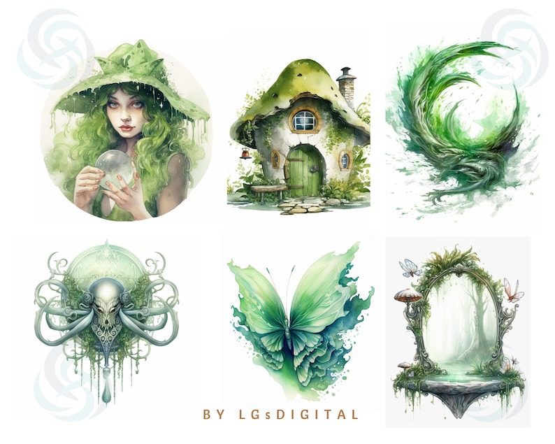 80 Light Green Fantasy Clipart Light Green Fairy Clipart - Etsy