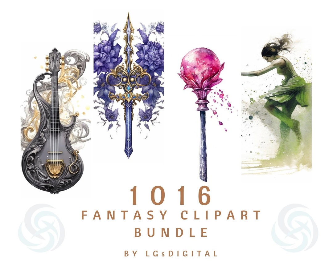 1016 Clipart Bundle | Multiple Color Fantasy Clipart | Watercolor ...