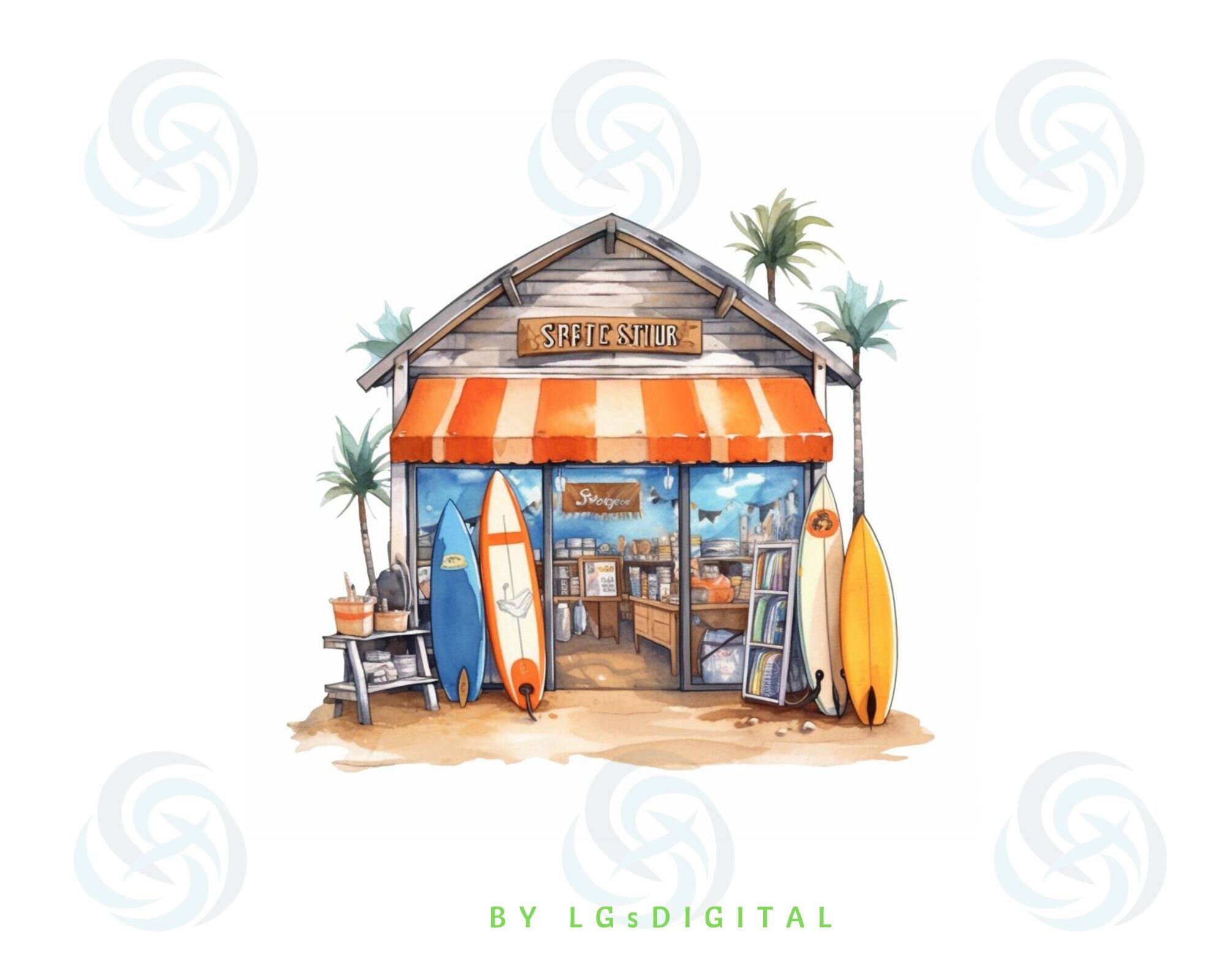 256 Orange Summer Clipart Orange Beach Clipart Watercolor Clipart ...