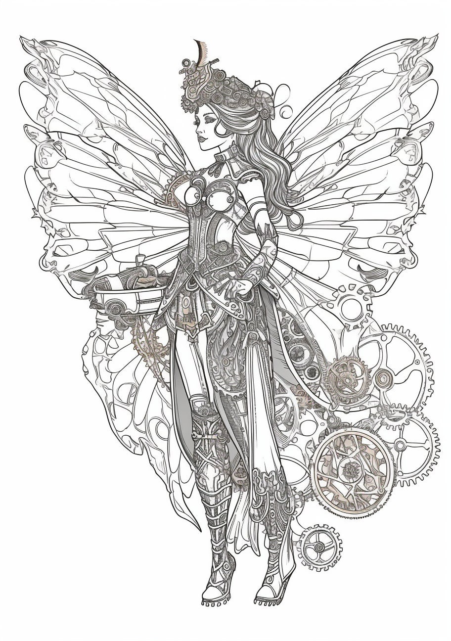 Steampunk Fairies | 35 Coloring Pages | Coloring Book | Printable PDF ...