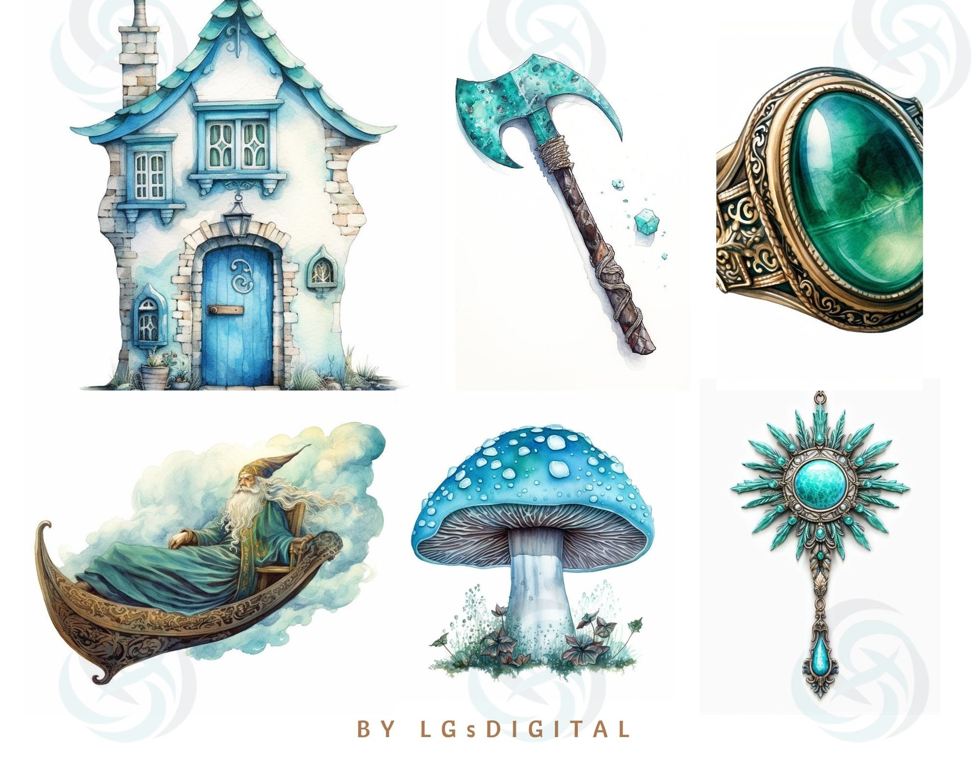 1184 Clipart Bundle Multiple Color Fantasy Clipart - Etsy