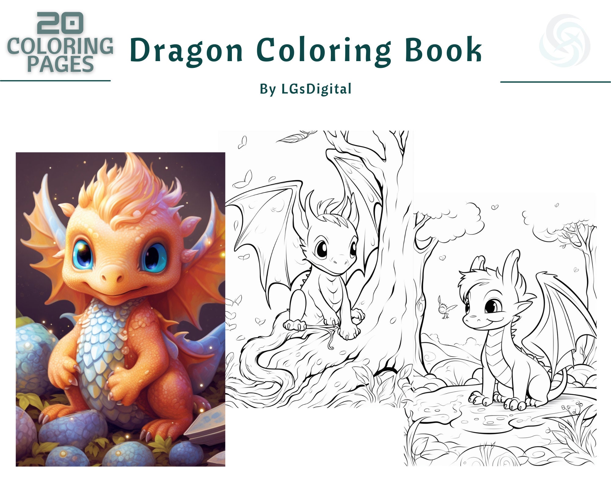 Dragon Coloring Pages Instant Download Printable Coloring Pages ...