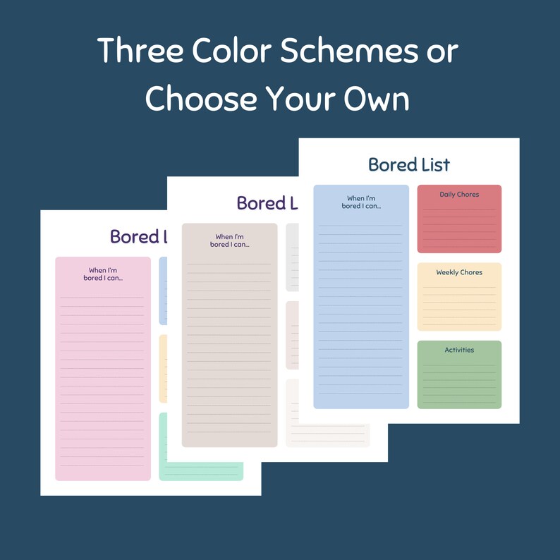 When I'm Bored I Can... Printable Bored List Template for Kids | Chores ...