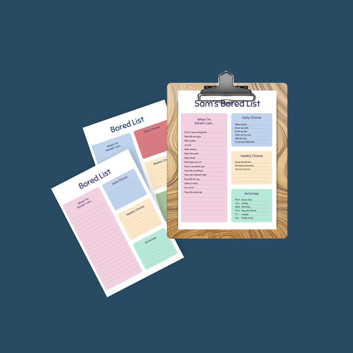 When I'm Bored I Can... Printable Bored List Template for Kids | Chores ...