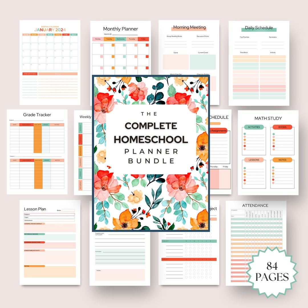 Editable HOMESCHOOL PLANNER Bundle, Printable, Academic Lesson Planner ...
