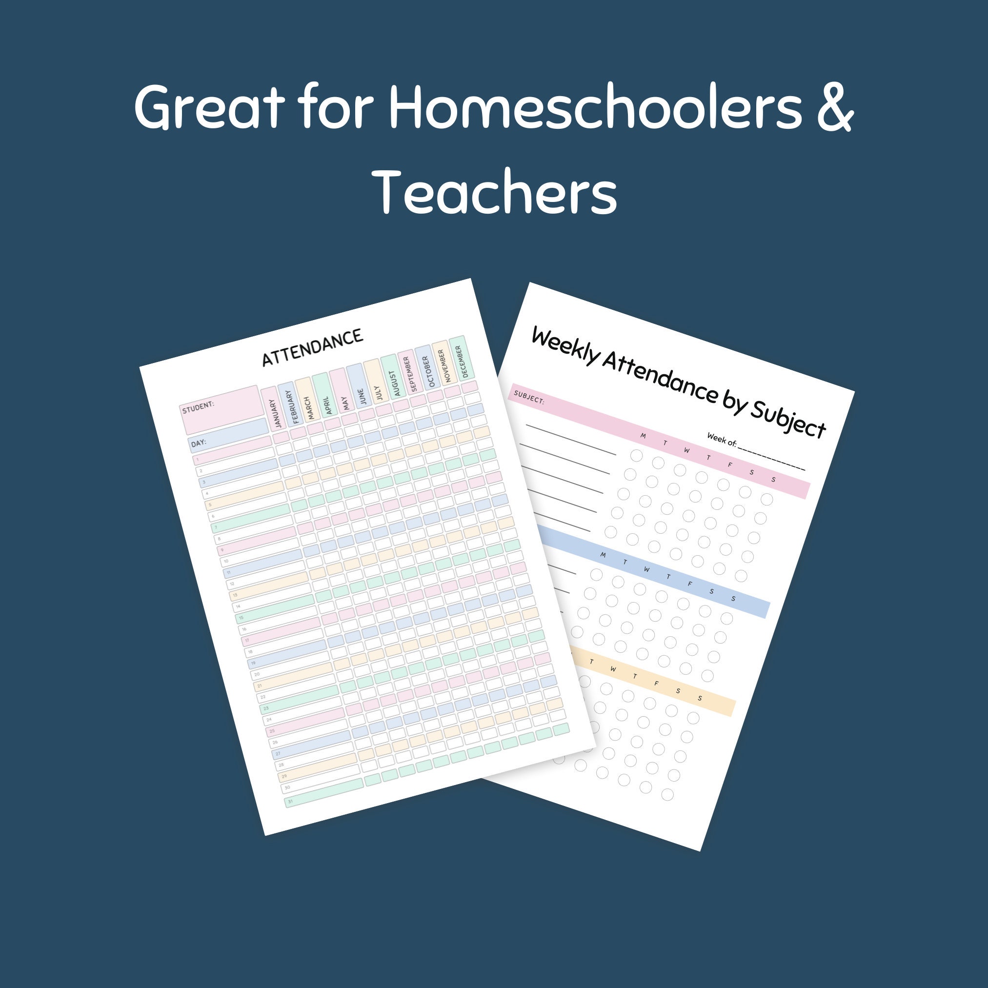 Printable Attendance Record 3 Pack | Homeschool and Teacher Attendance ...