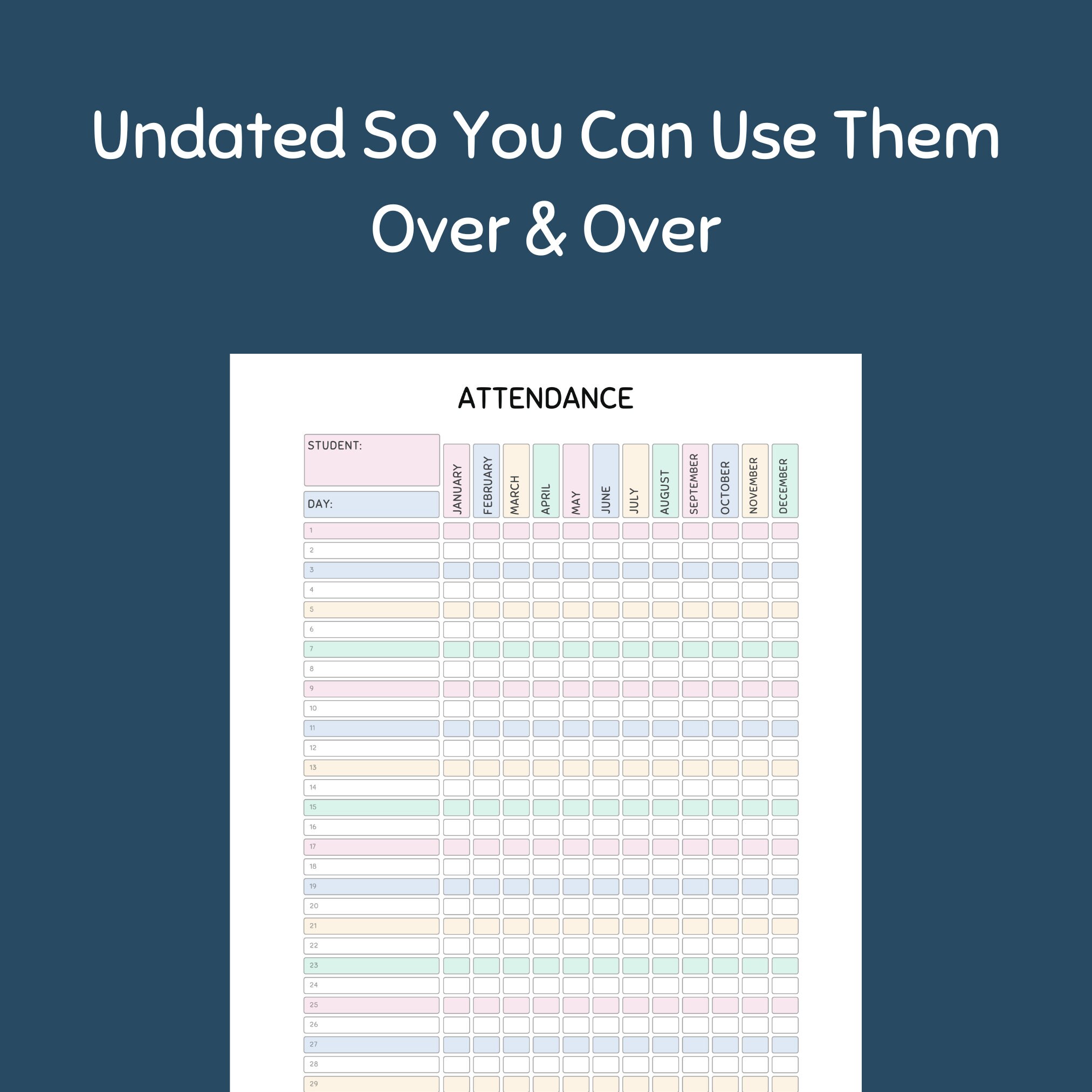 Printable Attendance Record 3 Pack | Homeschool and Teacher Attendance ...