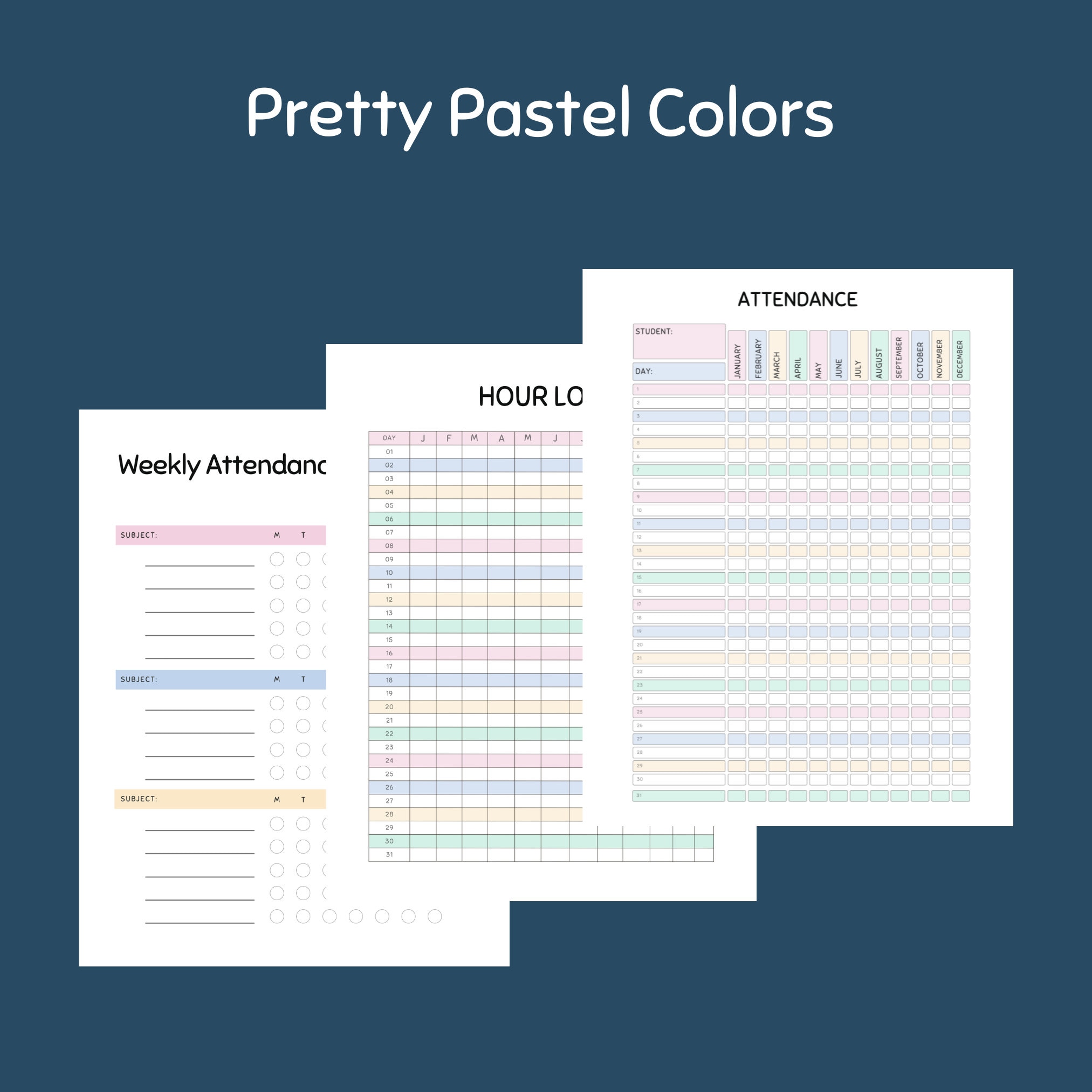 Printable Attendance Record 3 Pack Homeschool and Teacher Attendance ...