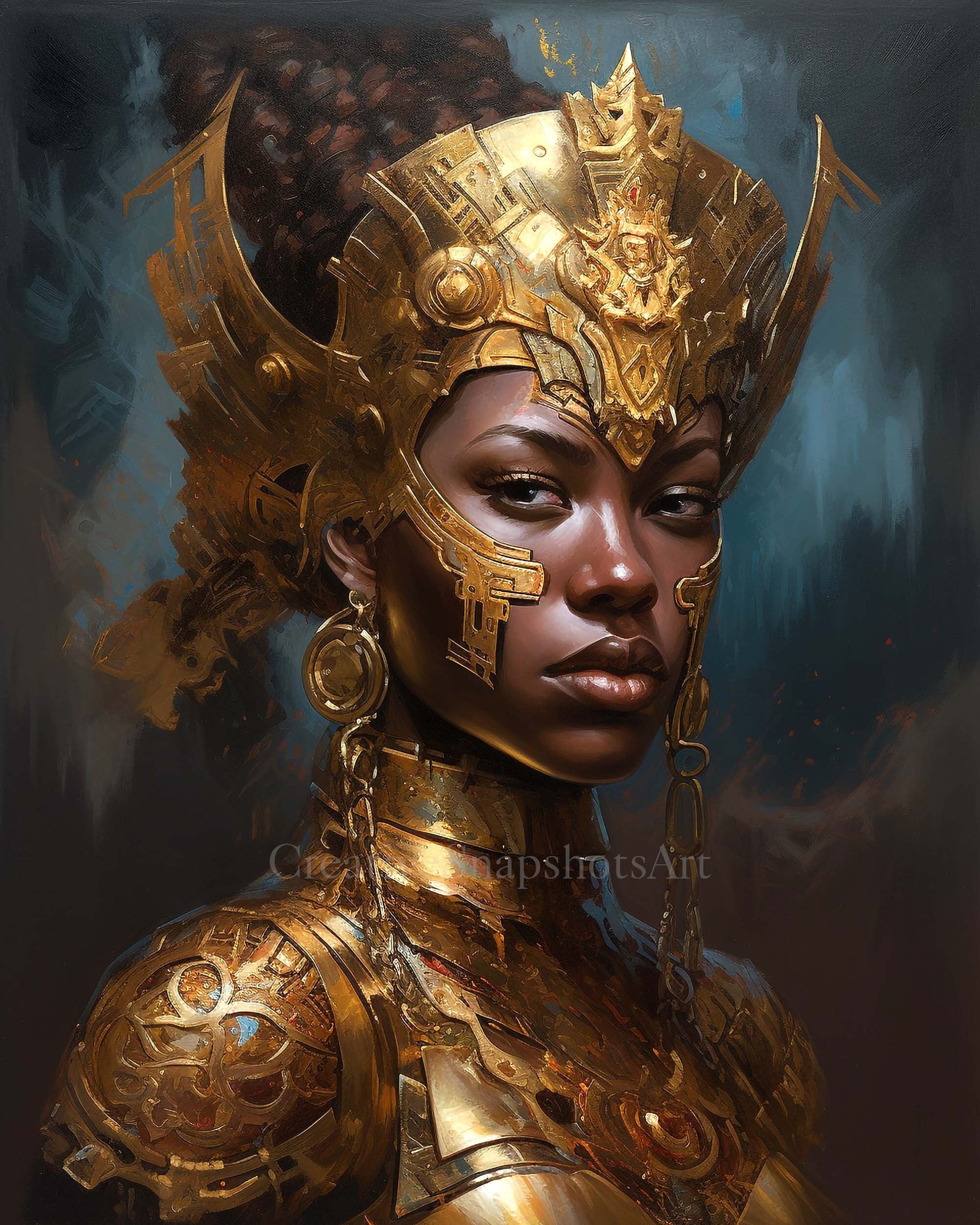 Golden Enigma: A Portrait of Regality Digital Download, AI Art Wall ...