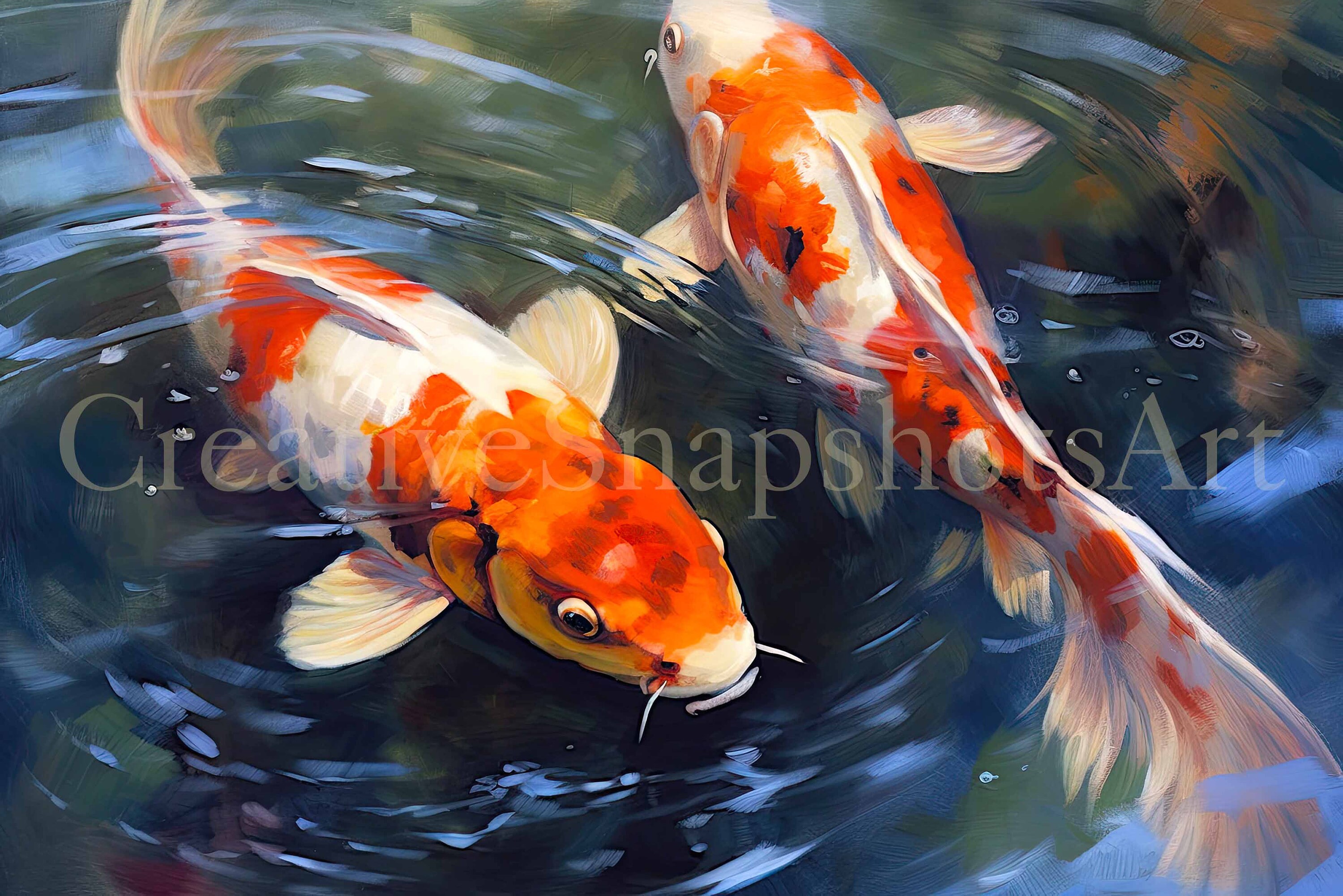 Yin & Yang: A Koi Fish Ballet, Wall Art Print, Instant Download, Ready ...