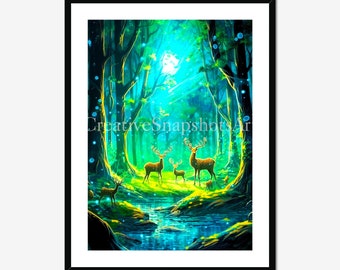 Enchanted Forest Watcher - Digital Download Wall Decor Wildlife Deer ...