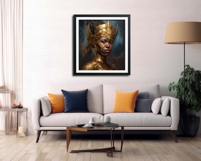 Golden Enigma: A Portrait of Regality Digital Download, AI Art Wall ...
