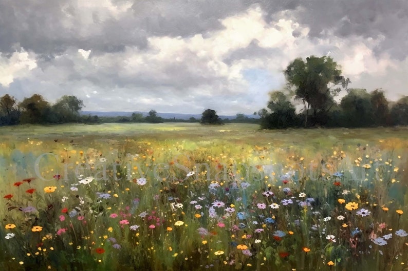 Pastel Meadows - Printable Wildflower Field, Country Field, Digital ...