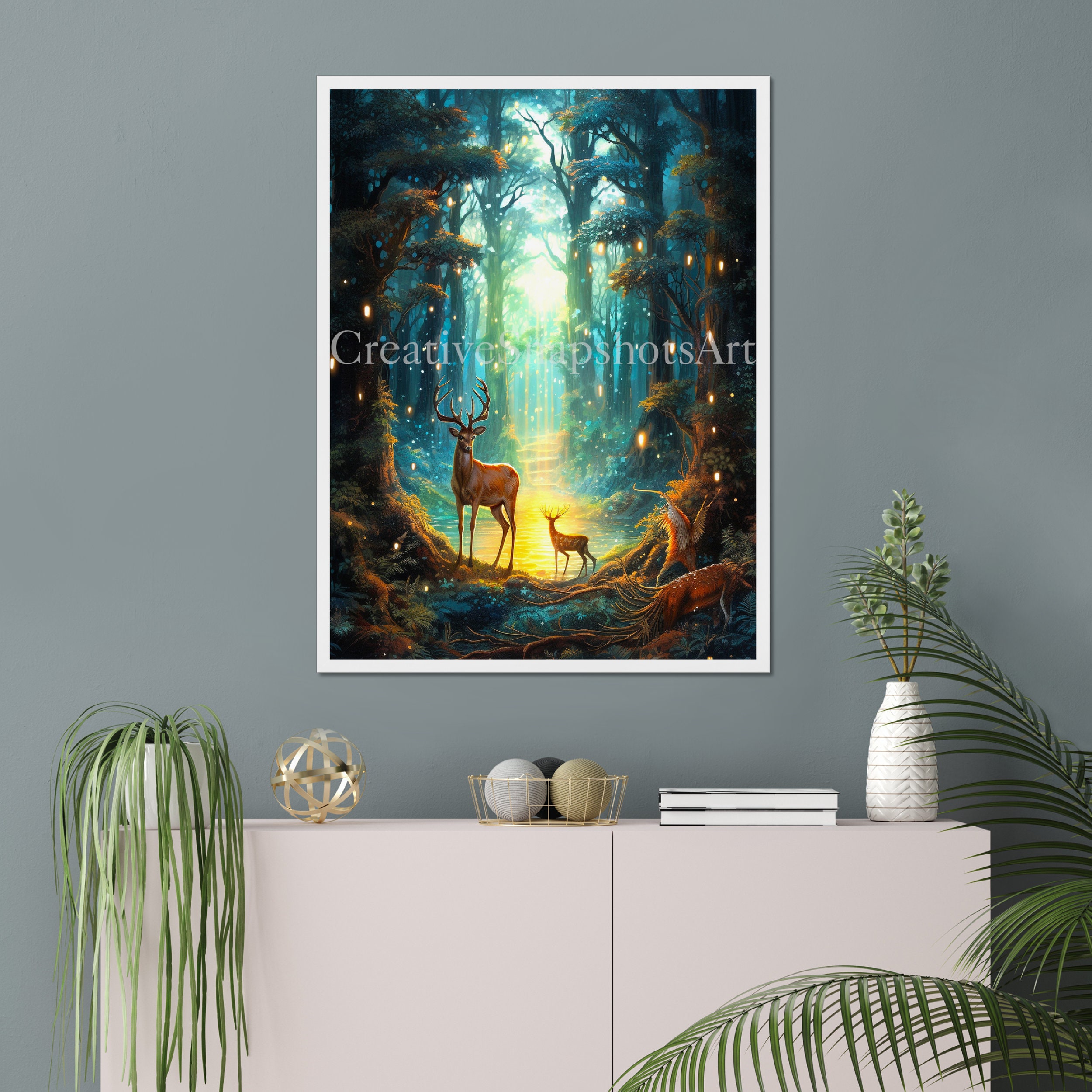 Enchanted Forest Watcher - Digital Download Wall Decor Wildlife Deer ...