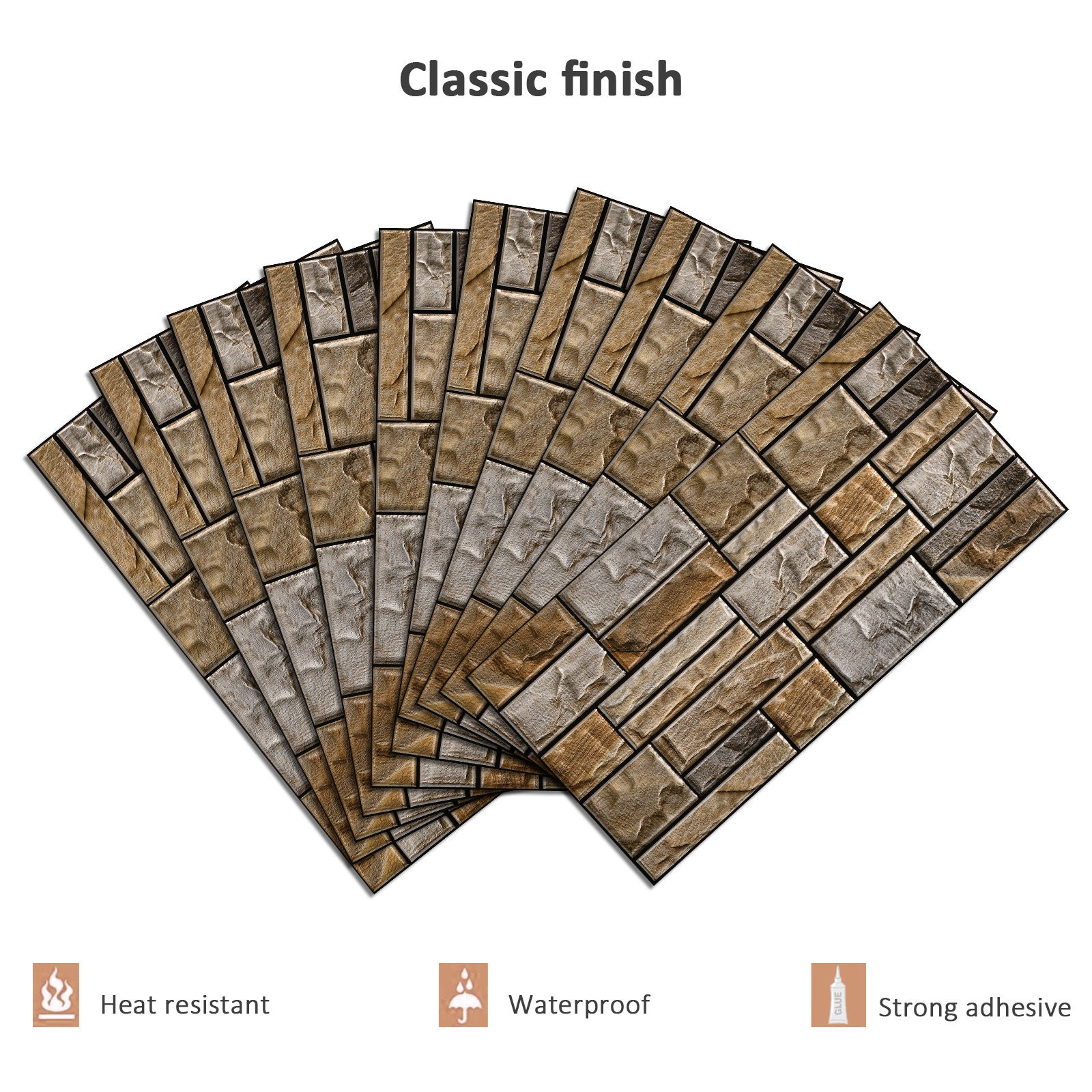 10pcs Faux Stone 3D Wall Panel Peel&stick PVC 19.4sq.ft Decor for Home ...