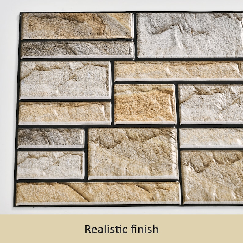 10pcs Faux Stone 3D Wall Panel Peel&stick PVC 19.4sq.ft Decor for Home ...