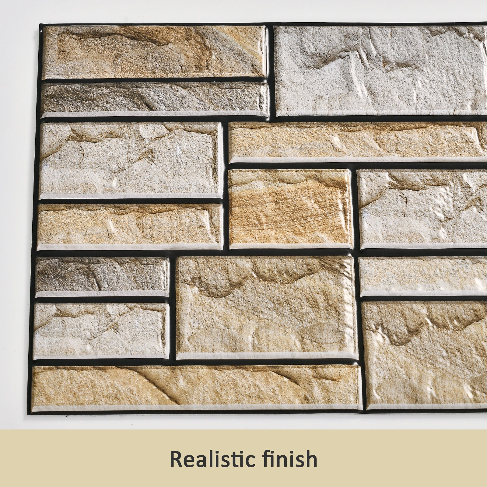 10pcs Faux Stone 3D Wall Panel Peel&stick PVC 19.4sq.ft Decor for Home ...