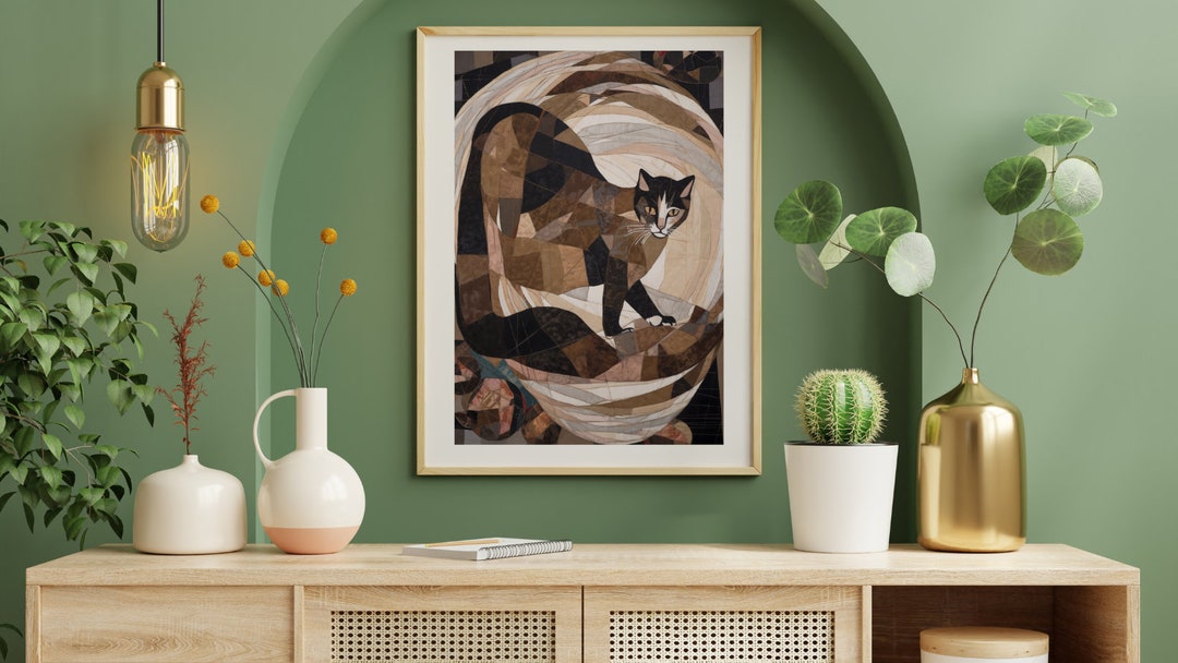 Cat Painting Wall Decor Collage Art Digital Download Cat Fan Gift - Etsy