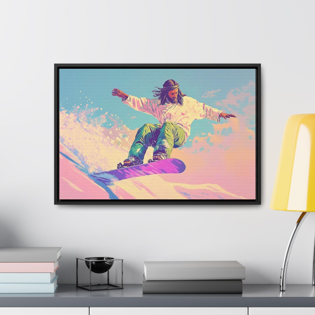 Jesus Snowboarding Gallery Canvas, Religious Wall Art, Horizontal Frame ...