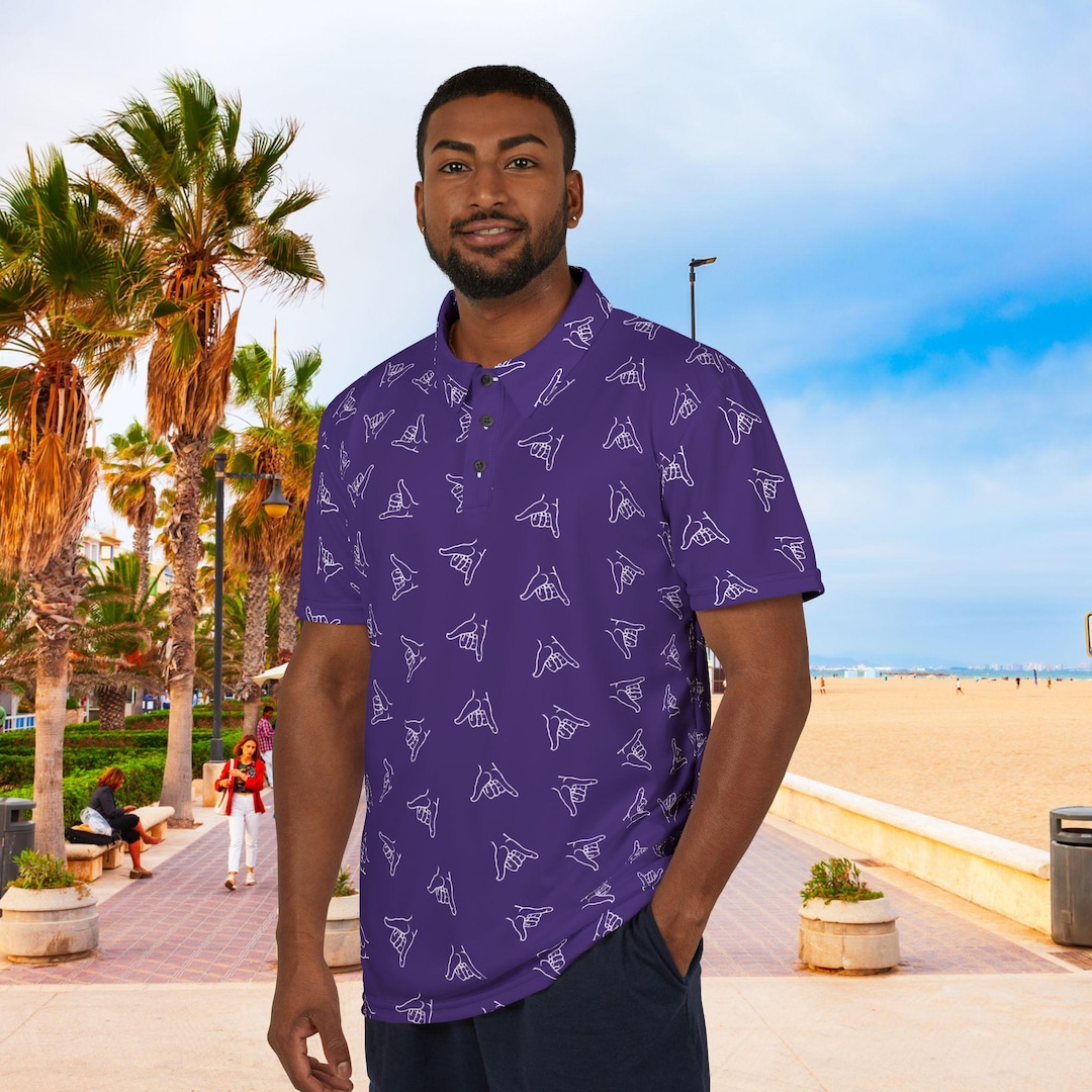 Dark Purple Shaka Unisex Polo Shirt, Snowboarding, Skate, Surf Shirt ...