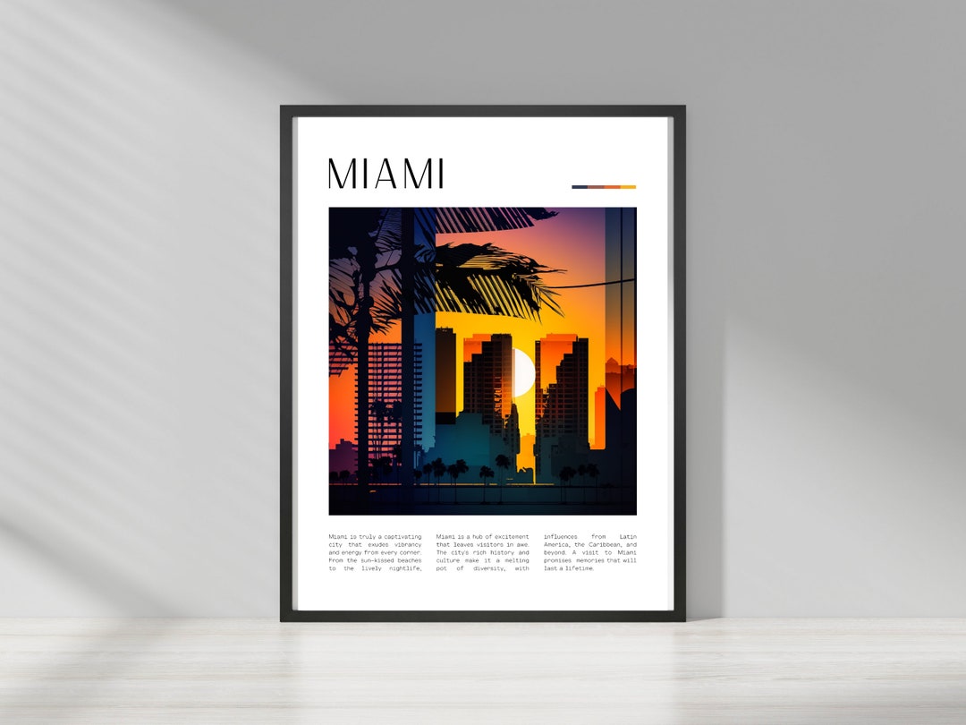 Miami Printable Poster, Abstract Wall Art, Minimal Travel Wall Decor ...