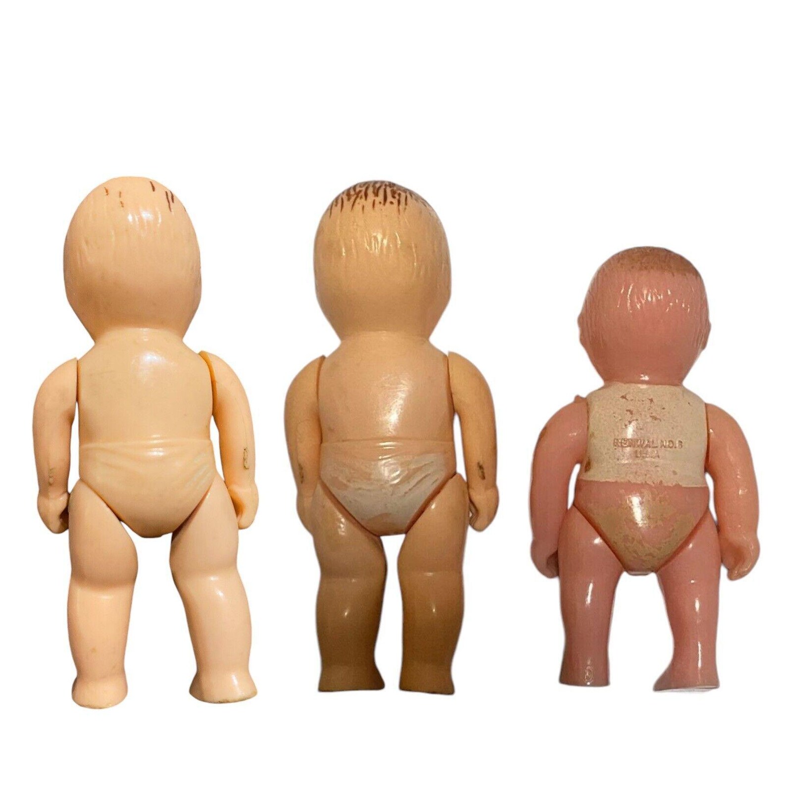 3 VTG 1950s Renwal Dollhouse Toddler Baby Dolls Hard Plastic No. 8 MCM ...