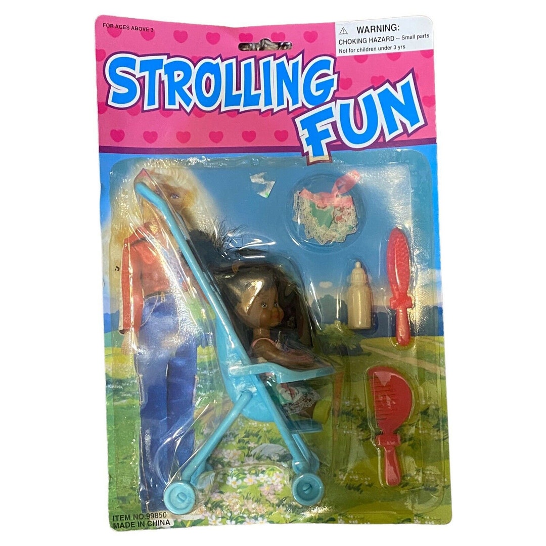 VTG Strolling Fun Kelly Friend Clone Doll African American Stroller ...