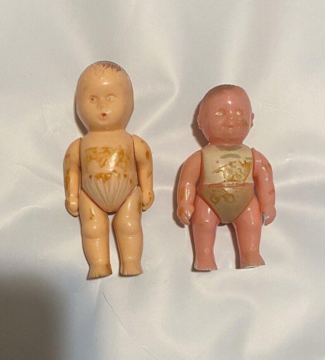 2 VTG 1950s Renwal Dollhouse Toddler Baby Dolls Hard Plastic No. 8 MCM ...