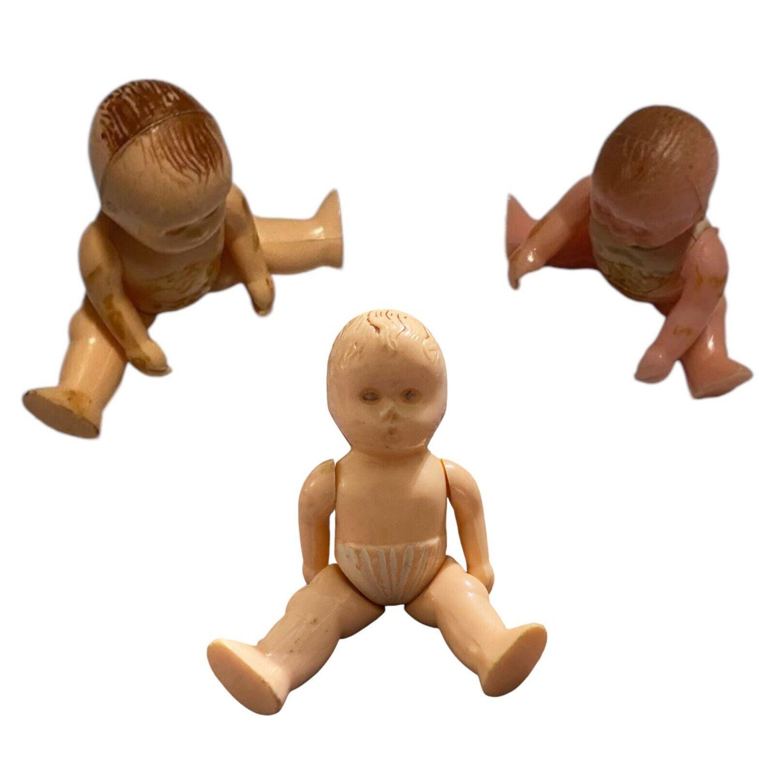 3 VTG 1950s Renwal Dollhouse Toddler Baby Dolls Hard Plastic No. 8 MCM ...