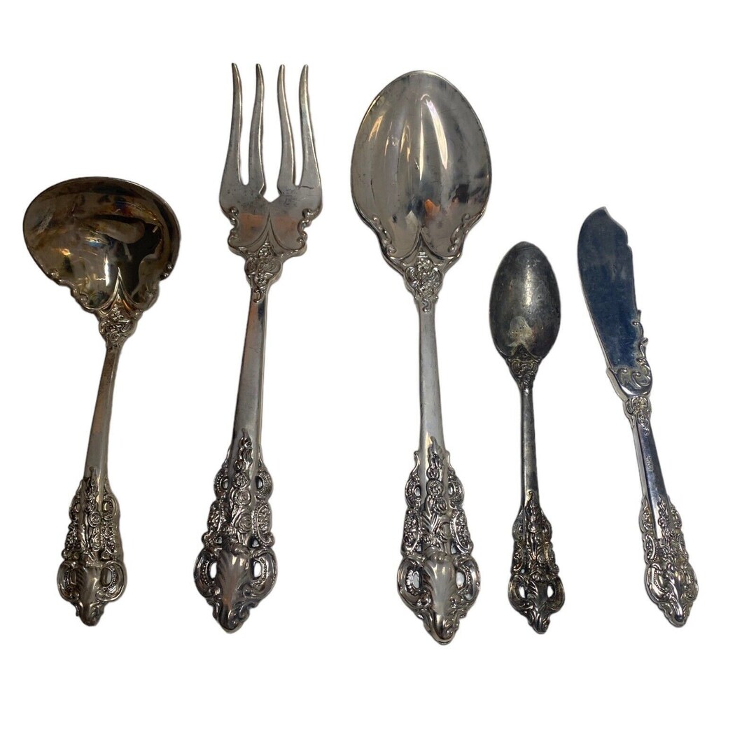 Victorian Trading Co. Baroque Silver Plated 5 Pc Hostess Serving ...