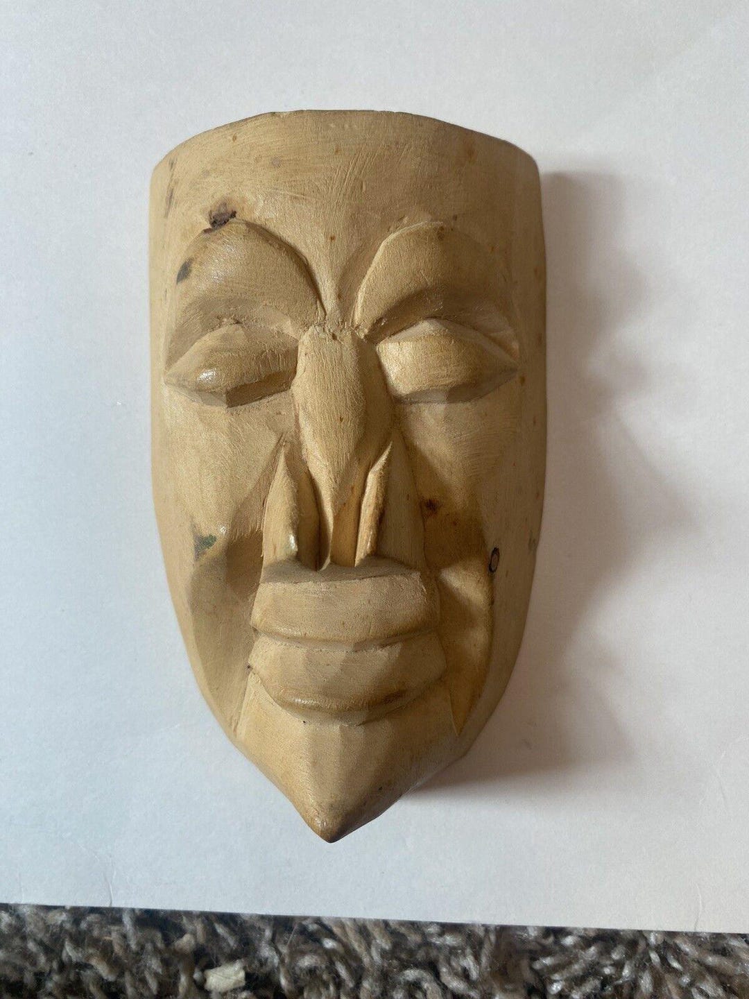 VTG Carved Tribal Miniature Mask Handmade Vintage Wooden Primative Home ...