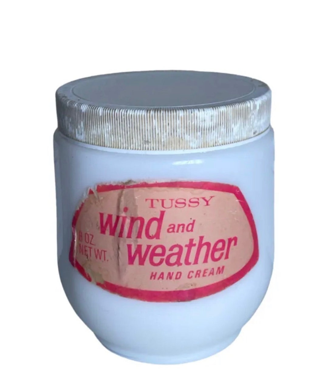 VTG RARE 1960s Cosmetics TUSSY Wind & Weather Hand Cream Milk Glass Jar ...