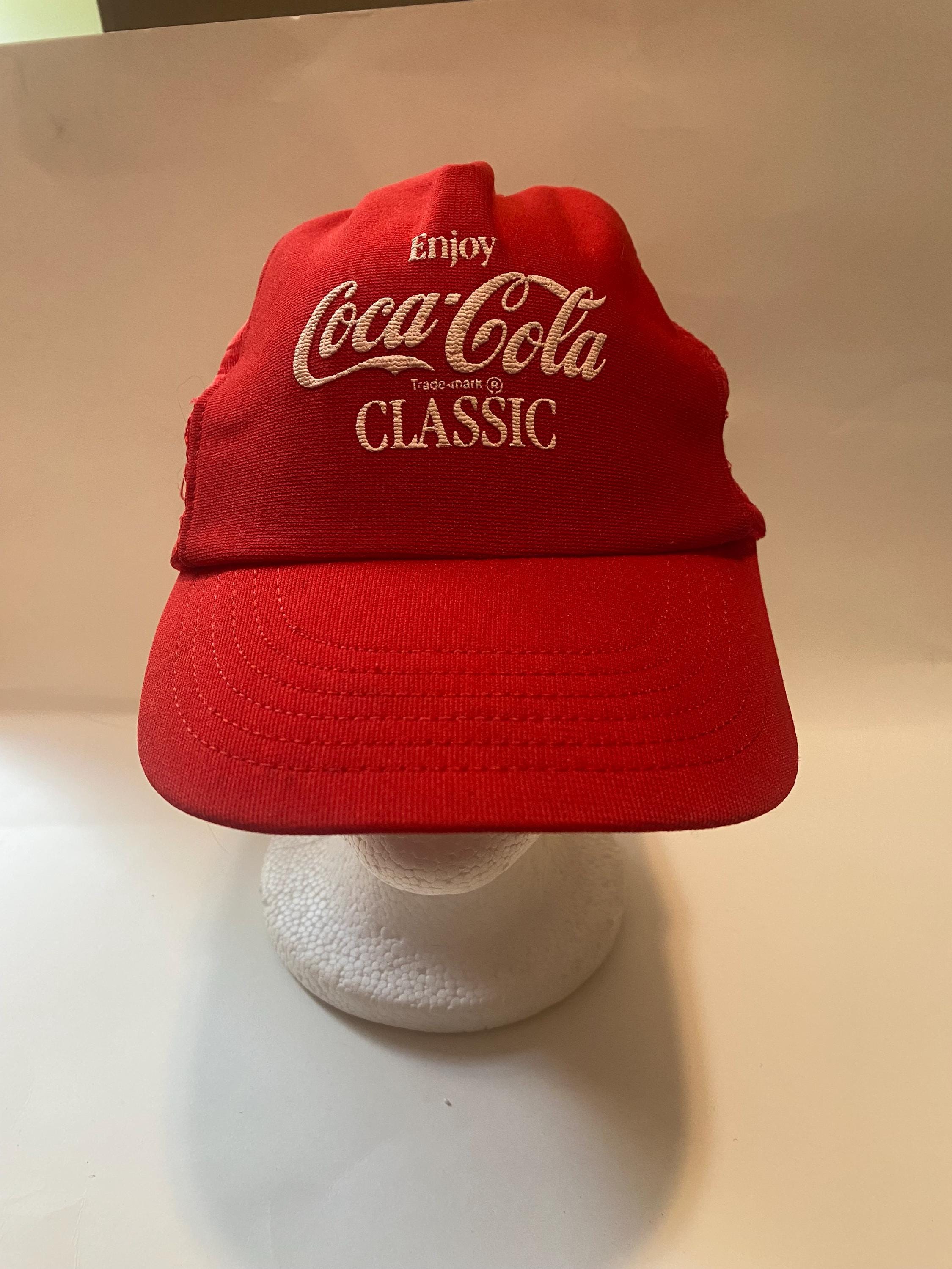 Vintage Red Enjoy Coca Cola Classic Mesh Snapback Hat Coke Cap 80s 90s ...