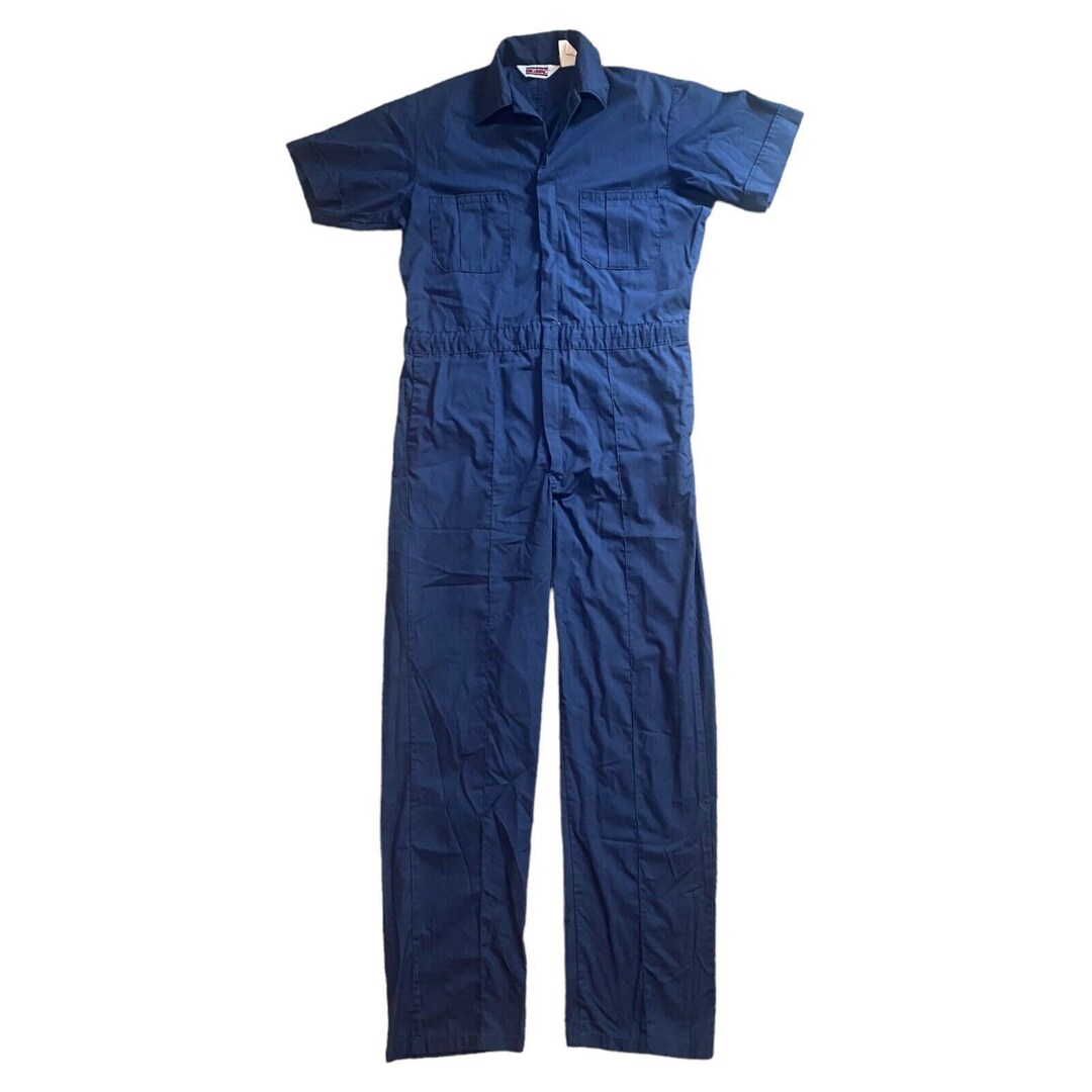 VTG Big Mac Men's Navy Blue Work Coveralls Size 44 X-tall Short Sleeve ...