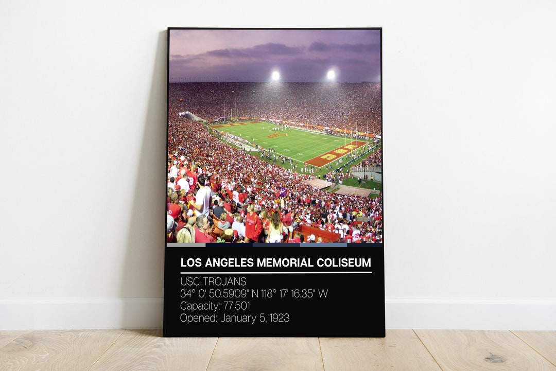 Los Angeles Memorial Coliseum Stadium Poster USC Trojans Wall Art NCAA ...
